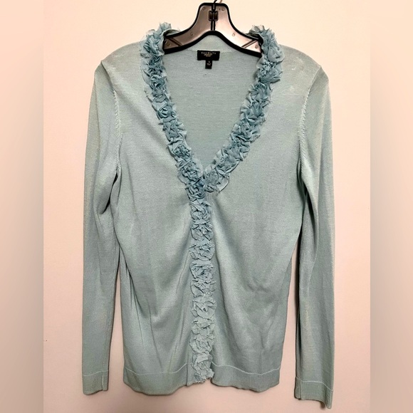 Talbots | Sweaters | Talbots Light Blue Cardigan With Rosette Trimmed ...